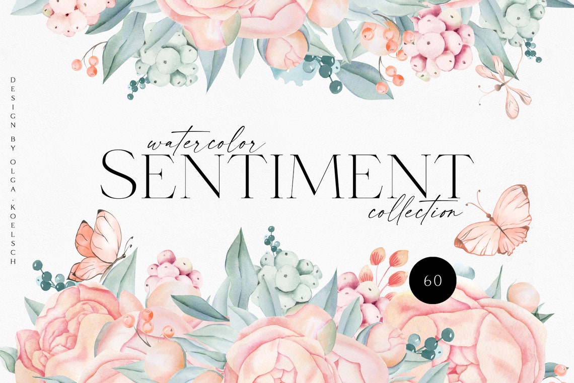 Boho Roses Watercolor Clipart Pastel Roses Png Floral | Etsy