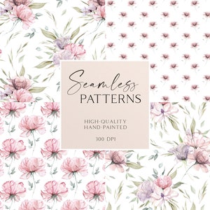 Boho Rose Seamless Pattern for Fabric, Dusty Pink Floral Digital Paper ...