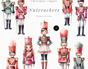Watercolor Nutcracker Clipart for Vintage Christmas Greeting Cards ...