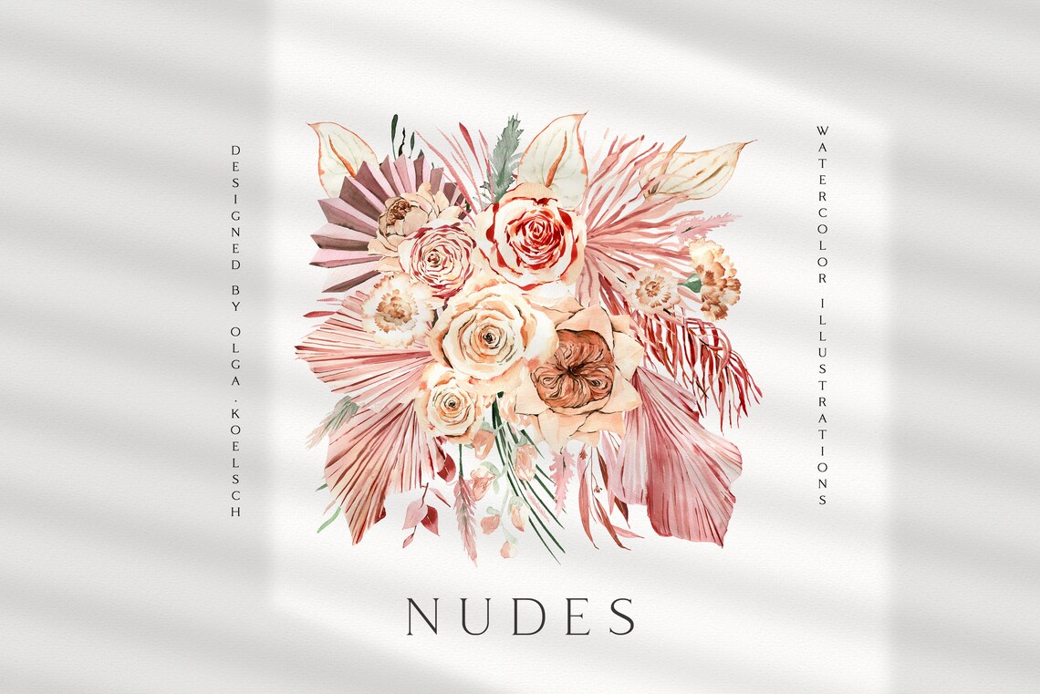 Watercolor Boho Floral Clipart Bundle Rose Clipart for - Etsy