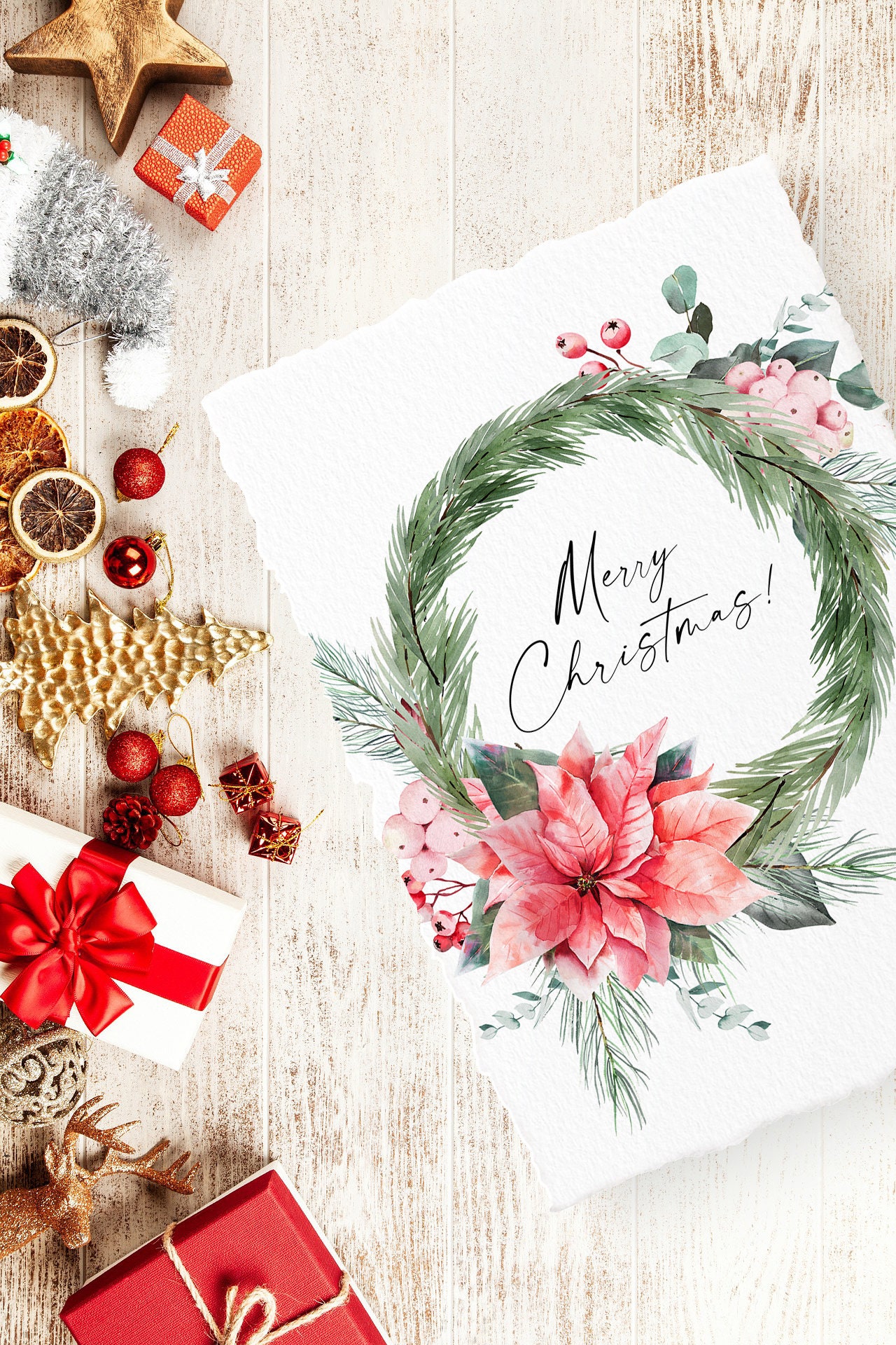 Watercolor Poinsettia Clipart Red Poinsettia Wreath Png - Etsy