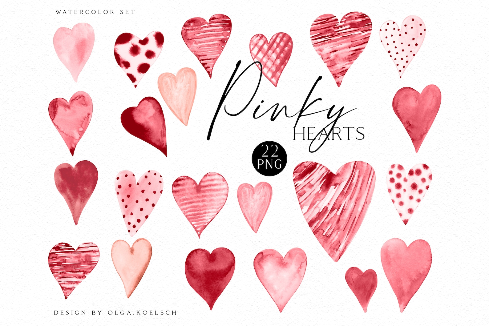 Watercolor Pink Hearts Clipart Valentine Day Heart Clipart | Etsy