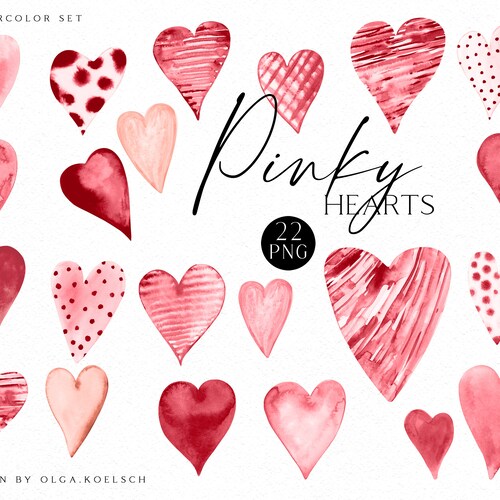 Valentine's Clipart Painted Hand Drawn Digital Heart - Etsy