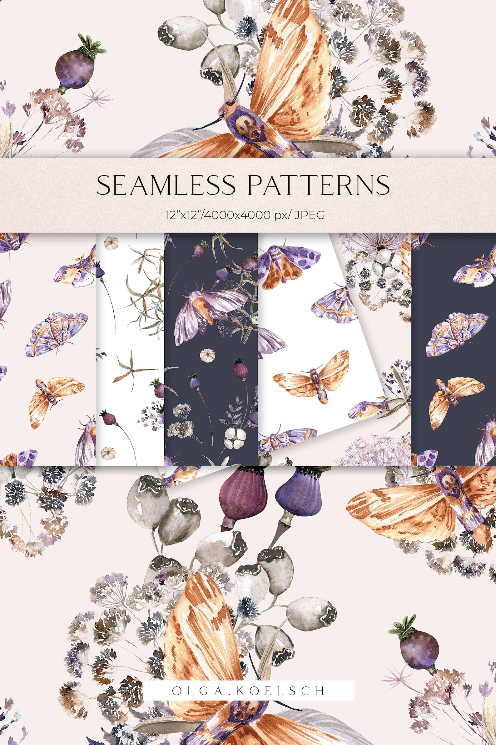 Boho Flowers Digital Paper Boho Floral Seamless Pattern With - Etsy