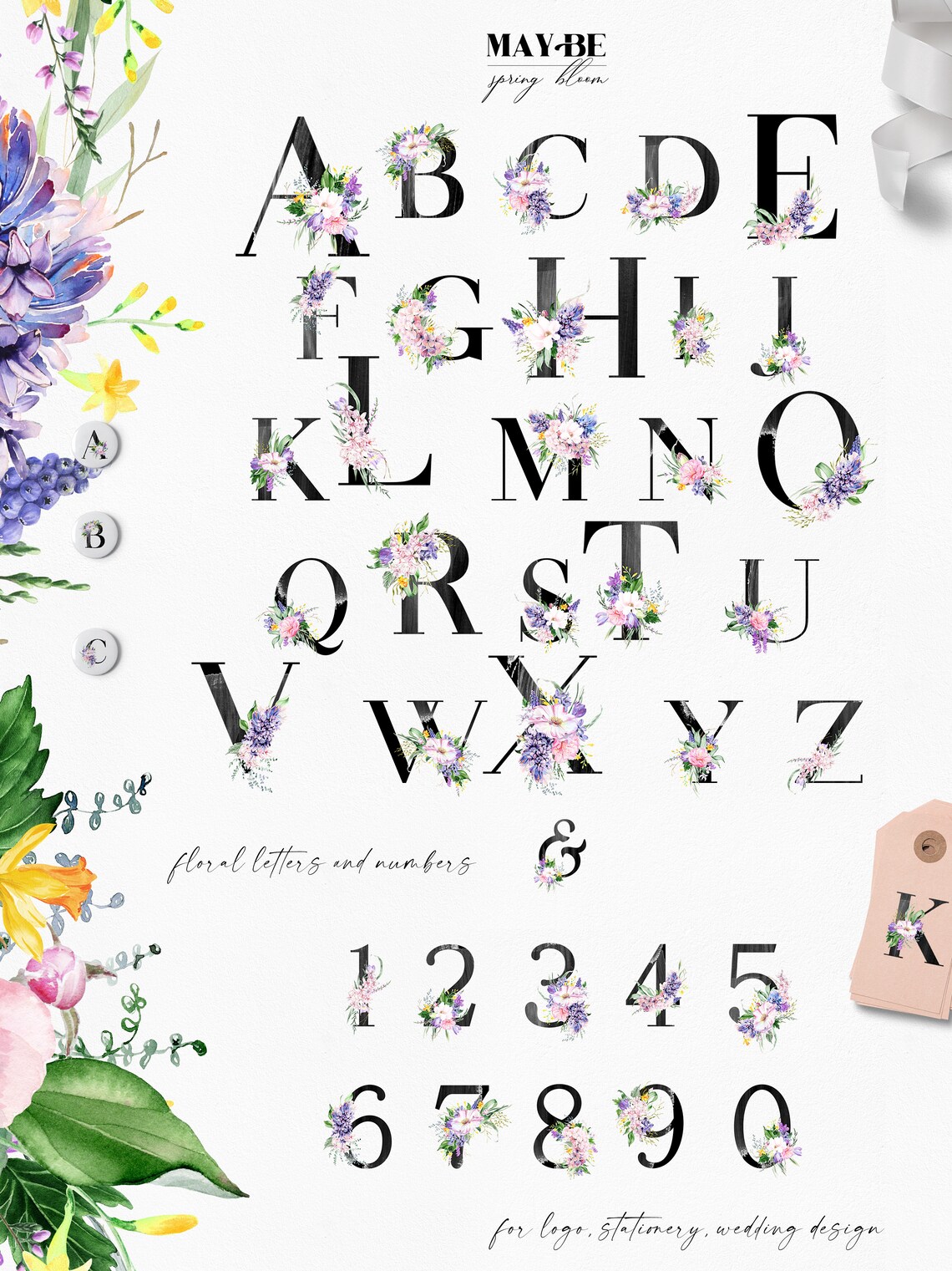 Boho Floral Alphabet Clipart Wedding Floral Alphabet Png - Etsy