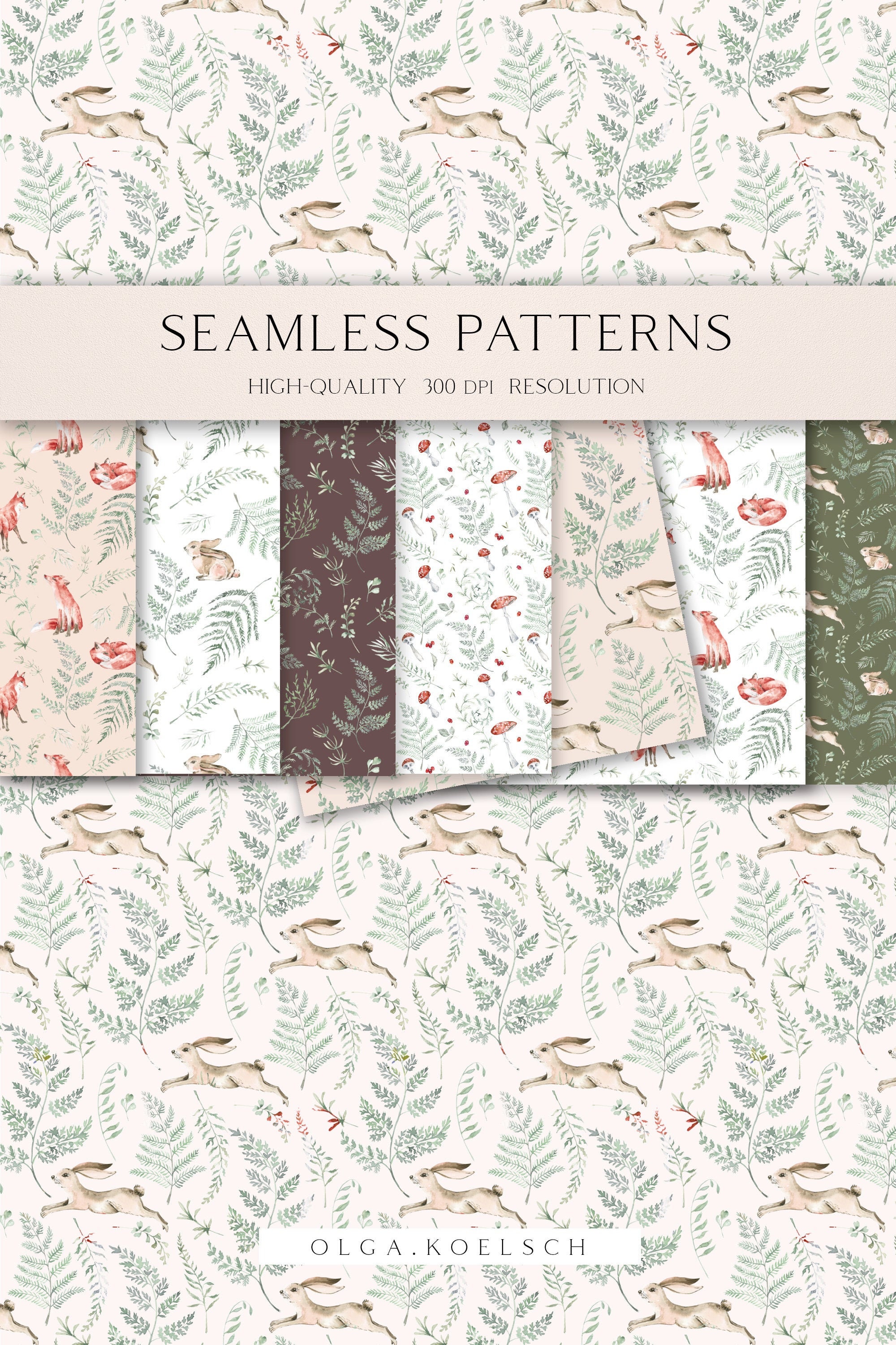 Woodland Seamless Pattern for Fabric Watercolor Forest - Etsy
