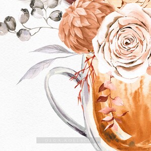 Watercolor Coffee Clipart, Fall Coffee Mug Png, Coffee Clip Art With ...