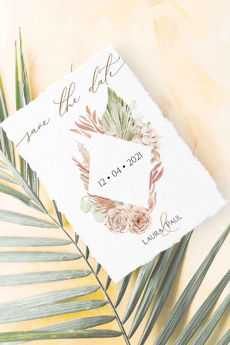 Watercolor Boho Floral Frame Dried Flower Logo Png Tropical - Etsy