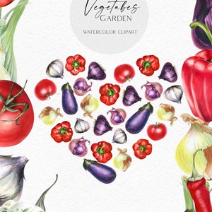Watercolor Vegetables Clipart, Cute Food Clipart, Garden Clipart ...
