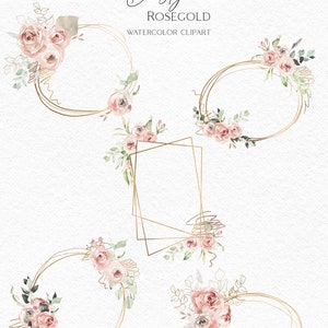 Boho Roses Gold Glitter Frame Clipart, Watercolor Floral Borders Png ...