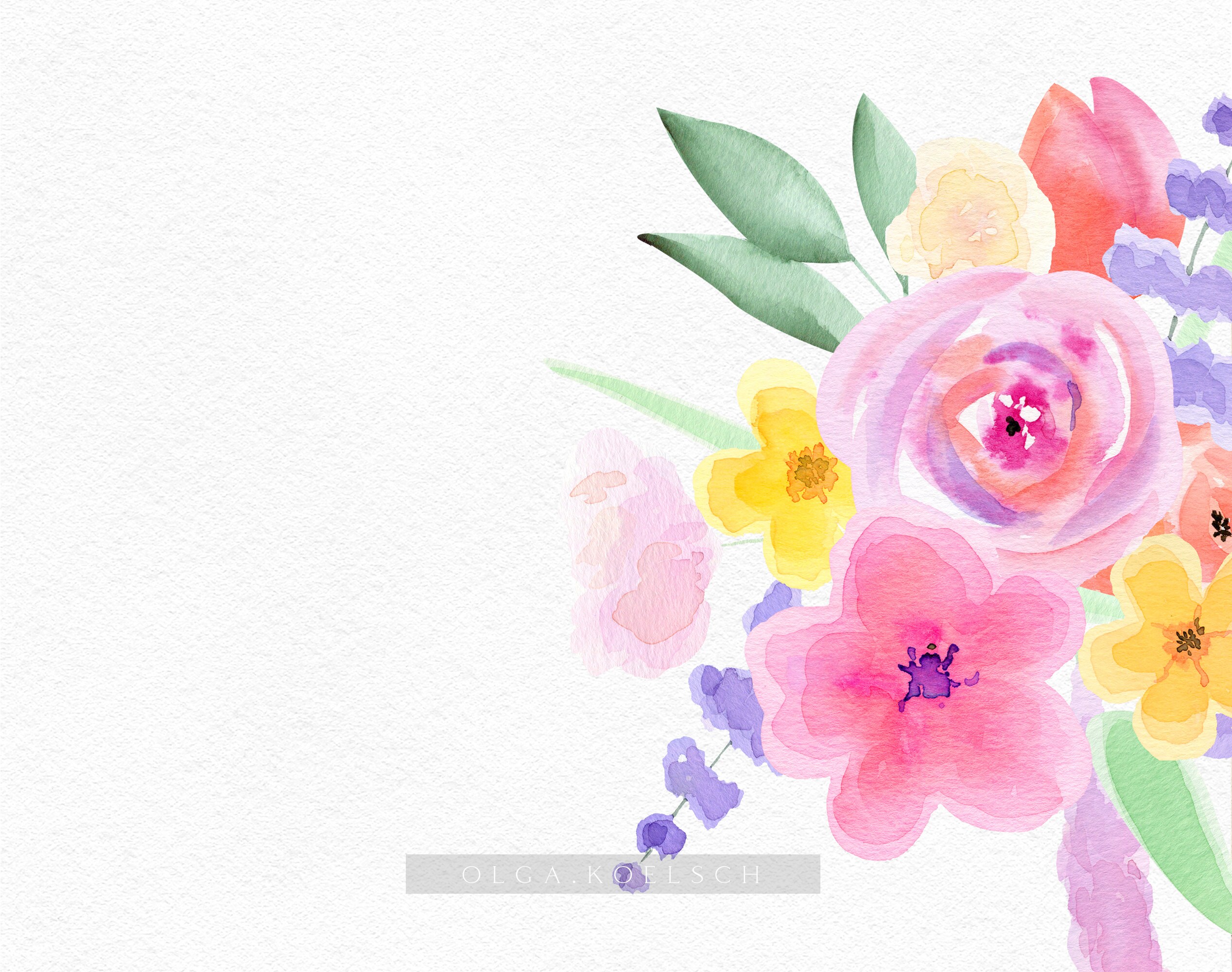 Watercolor Floral Frames Clipart Cute Watercolor Flowers for - Etsy