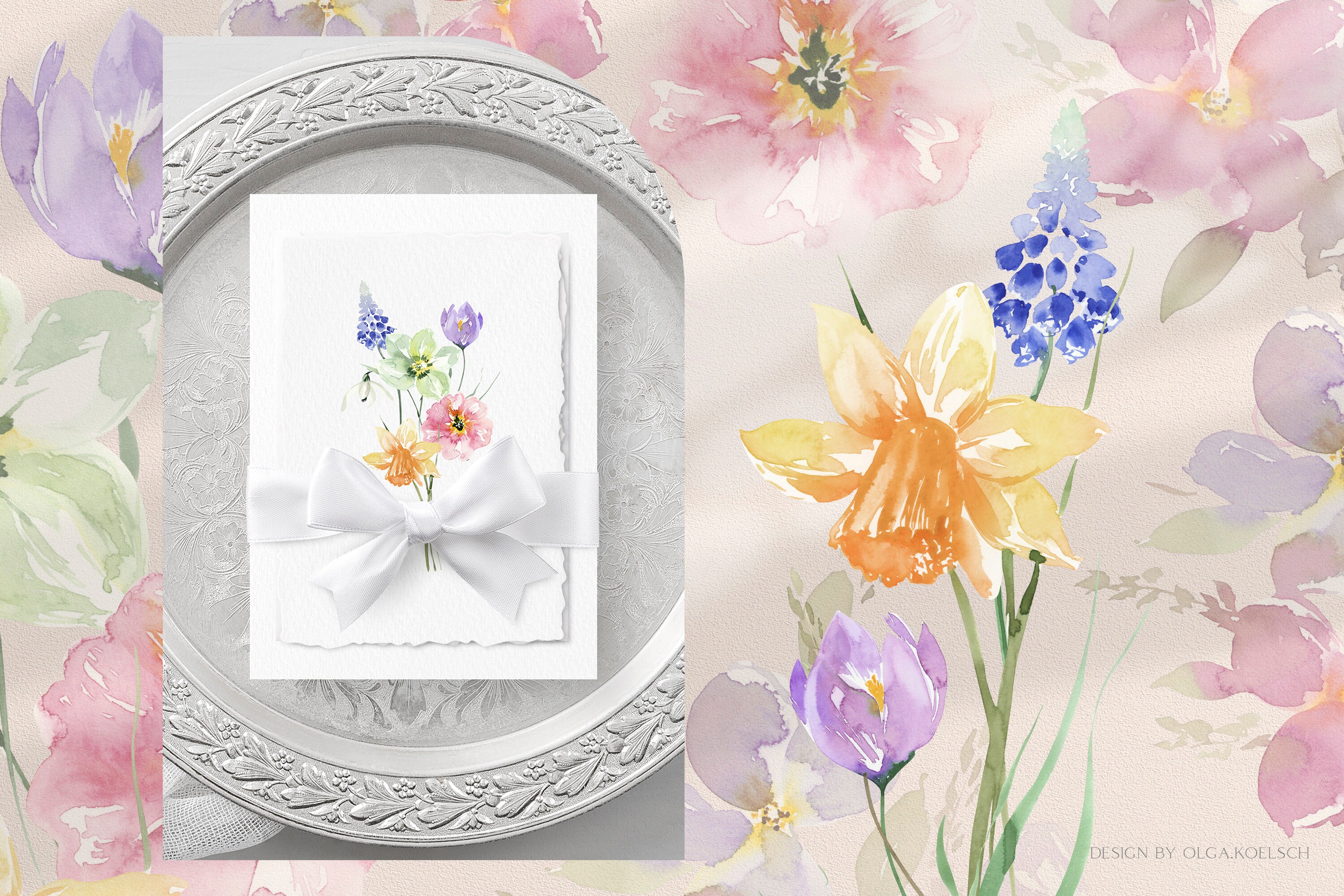 Watercolor Wildflower Clipart Spring Floral Clip Art Dusty - Etsy