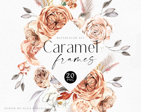 Boho Roses Frames Clipart. Floral Frames Png. Watercolor - Etsy