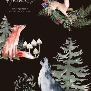 Watercolor Forest Animals Clipart, Cute Animals Clipart, Woodland ...