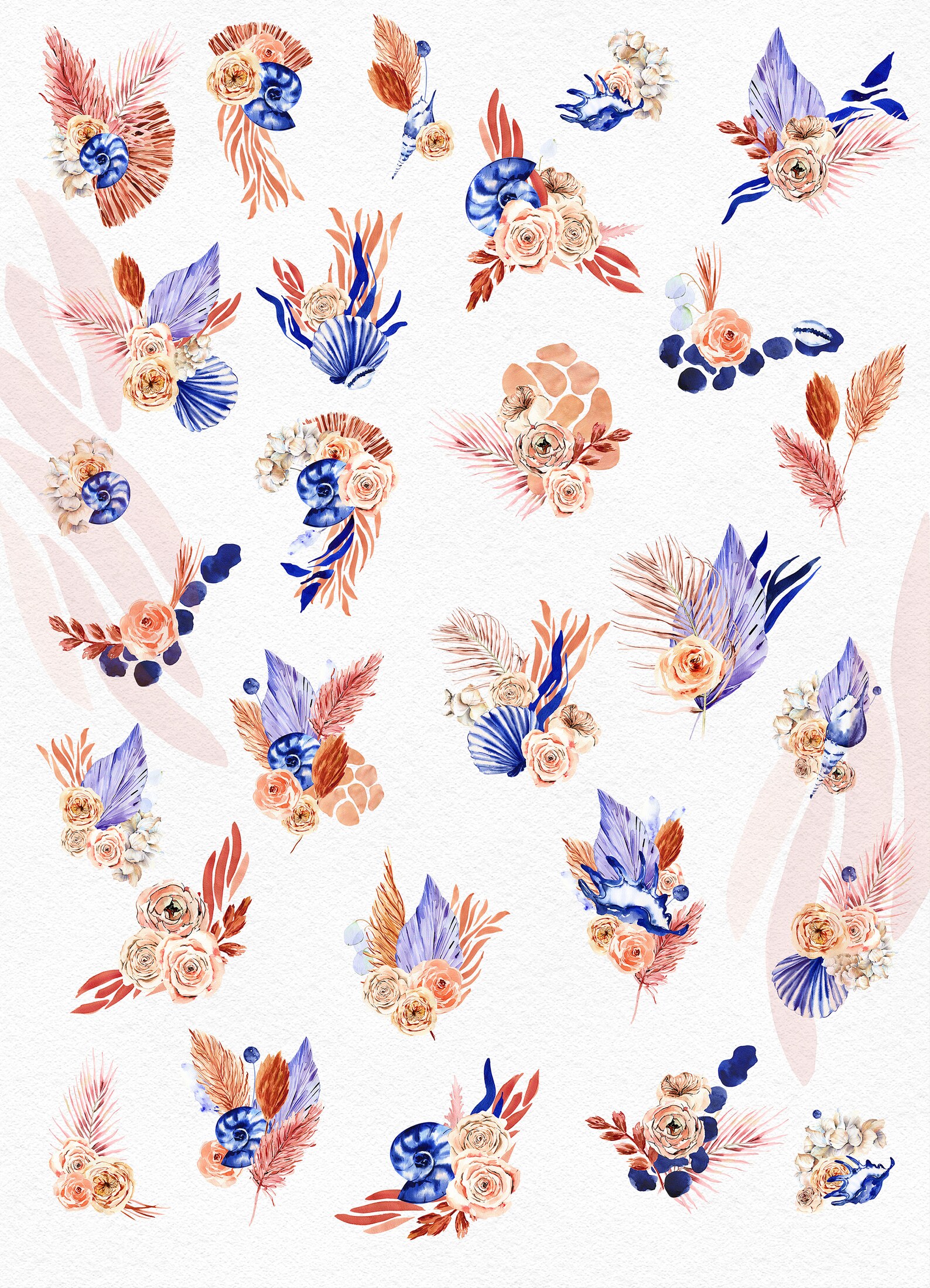 Tropical Watercolor Dried Flowers Clipart. Watercolor Summer - Etsy