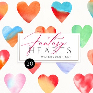 Watercolor Valentine Heart Clipart, Colourful Hearts, Kids Spring Clip ...