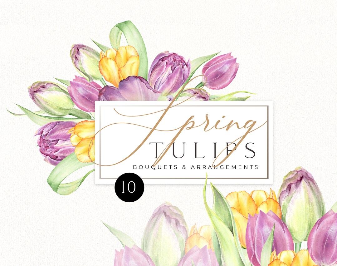 Watercolor Tulips Clipart, Easter Clipart Watercolor Flowers, Spring ...