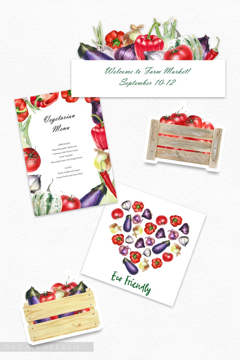 Watercolor Vegetables Clipart Cute Food Clipart Garden - Etsy