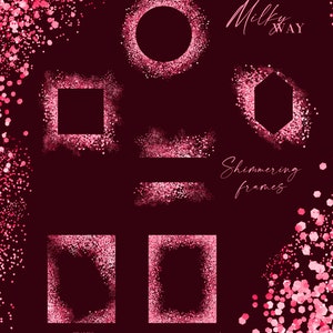 Valentine Glitter Holographic Digital Frames, Pastel Pink Falling ...