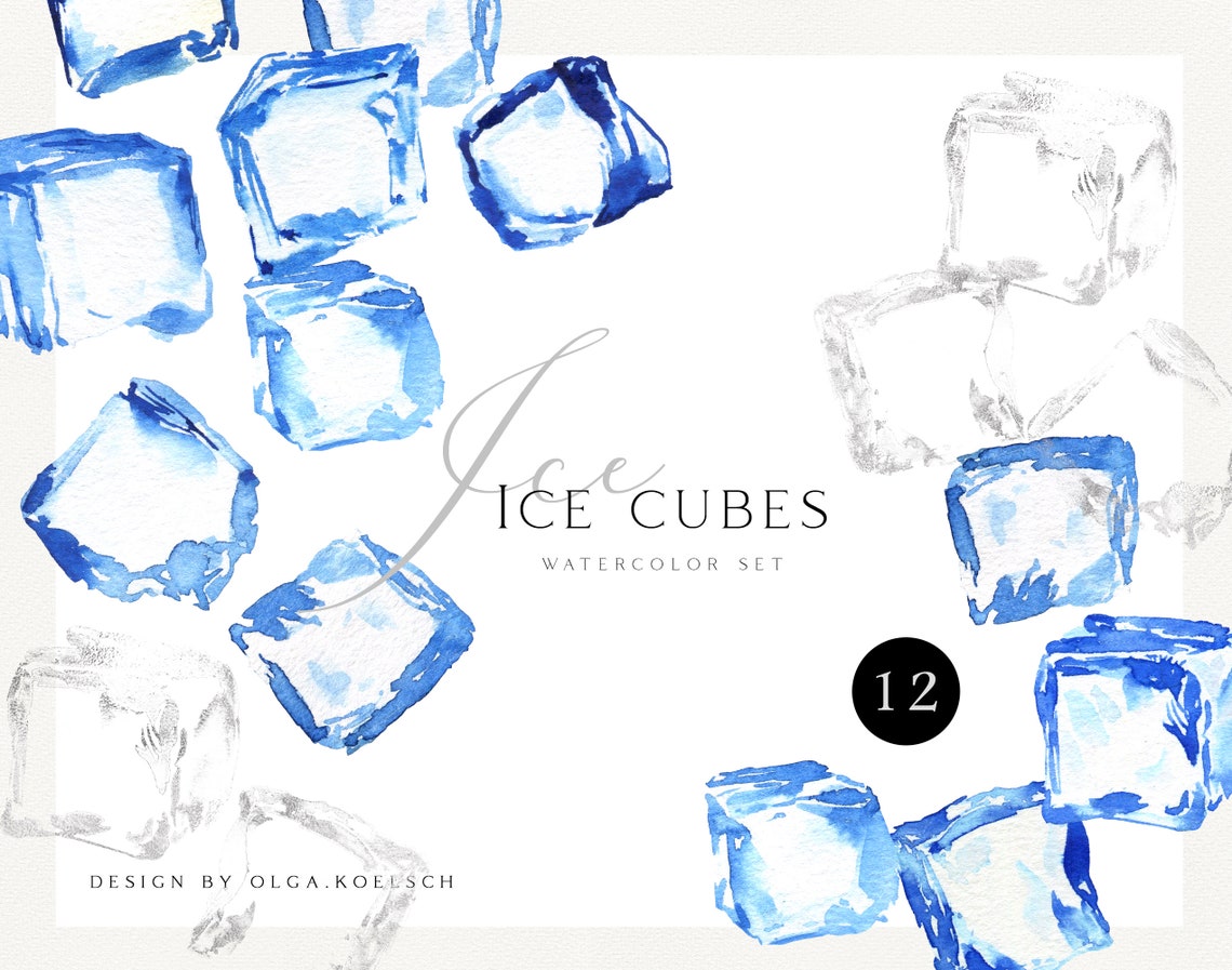 Watercolor Ice Cubes Clipart: Frozen Winter Design (PNG) - Etsy
