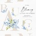 Boho Blue Wedding Alphabet Clipart, Watercolor Baby Blue and Greenery ...