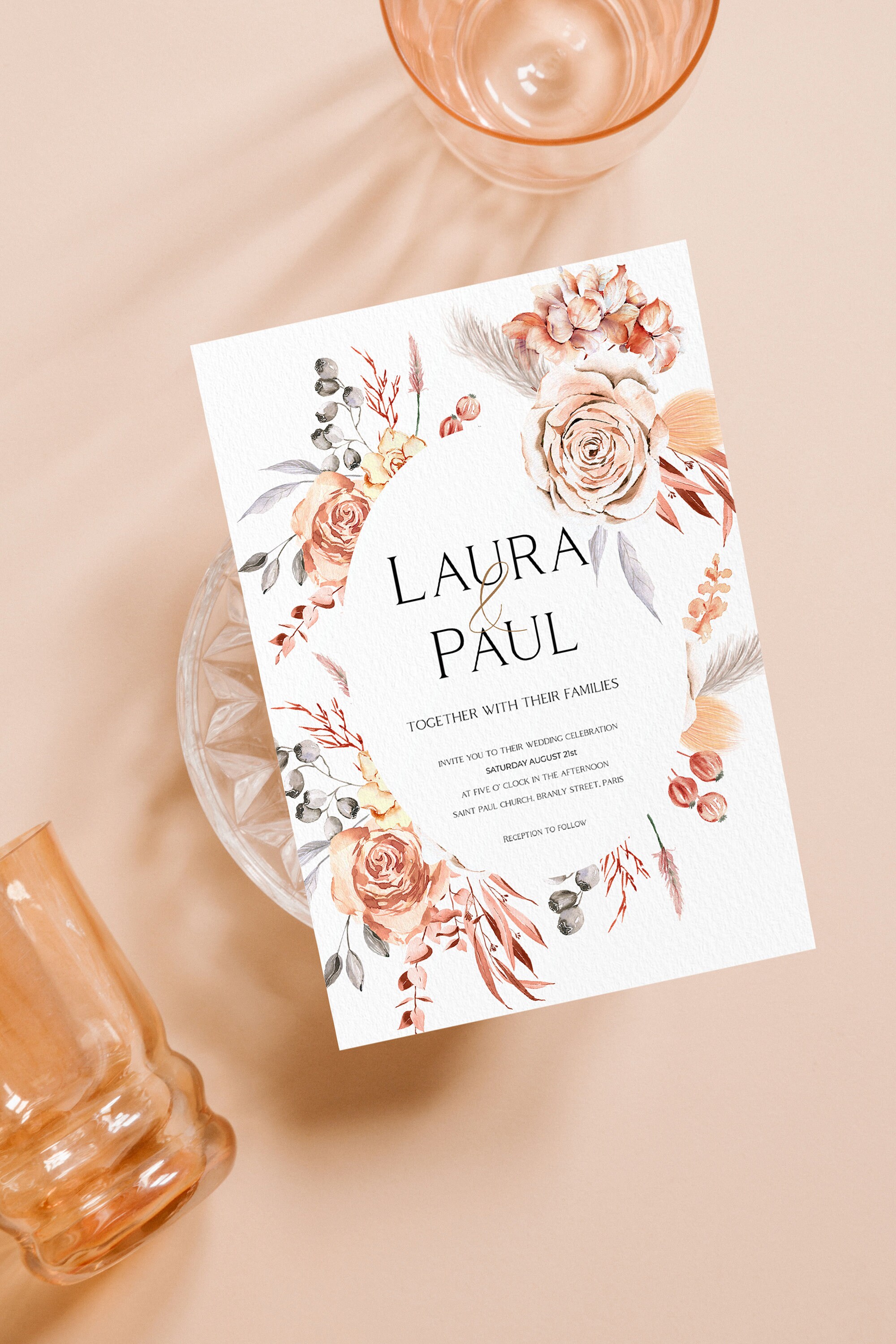 Watercolor Boho Roses Clipart. Boho Floral Frames Png. Watercolor ...