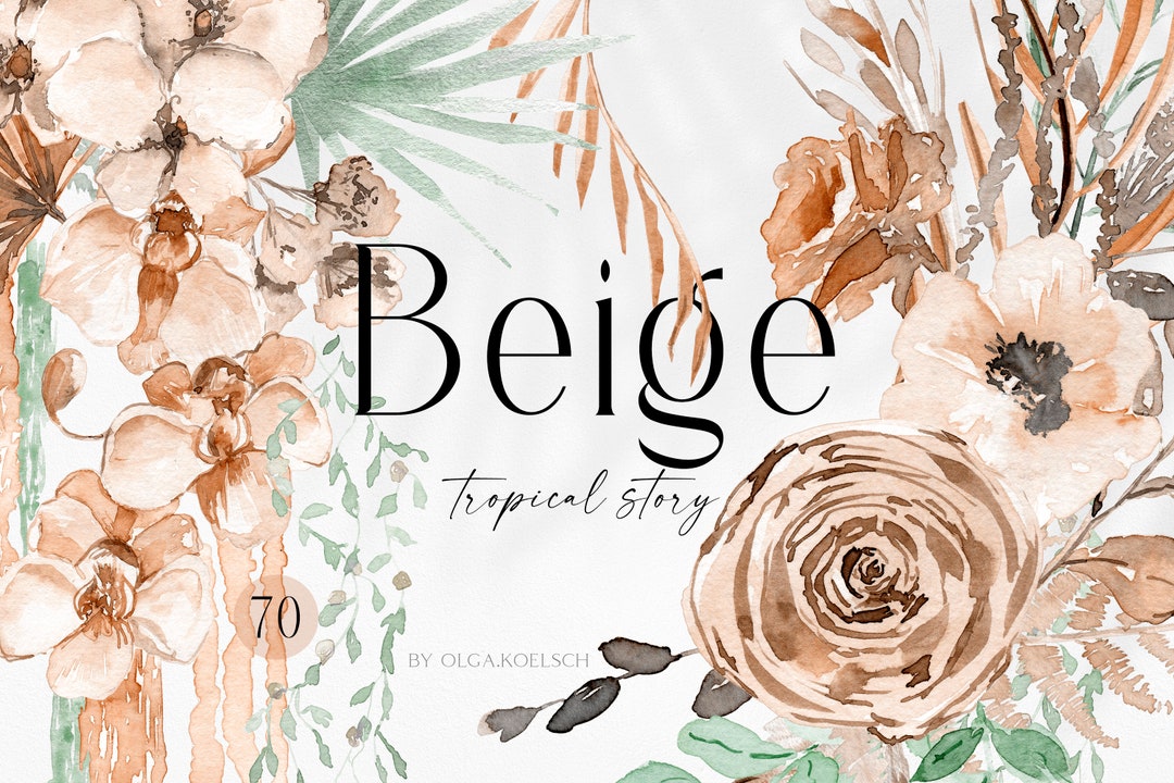Watercolor Boho Floral Clipart, Tropical Leaves and Roses Bouquets Png ...