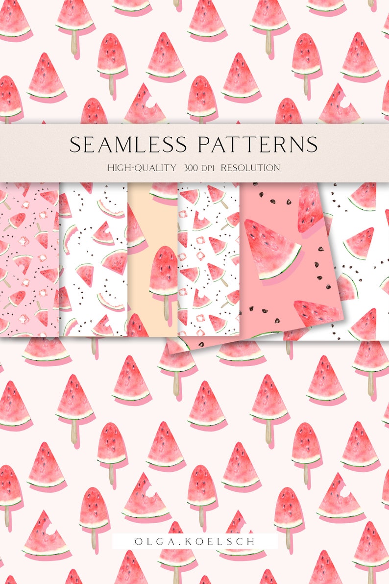 Watermelon Seamless Pattern Fabric, Pink Watercolor Summer Seamless ...