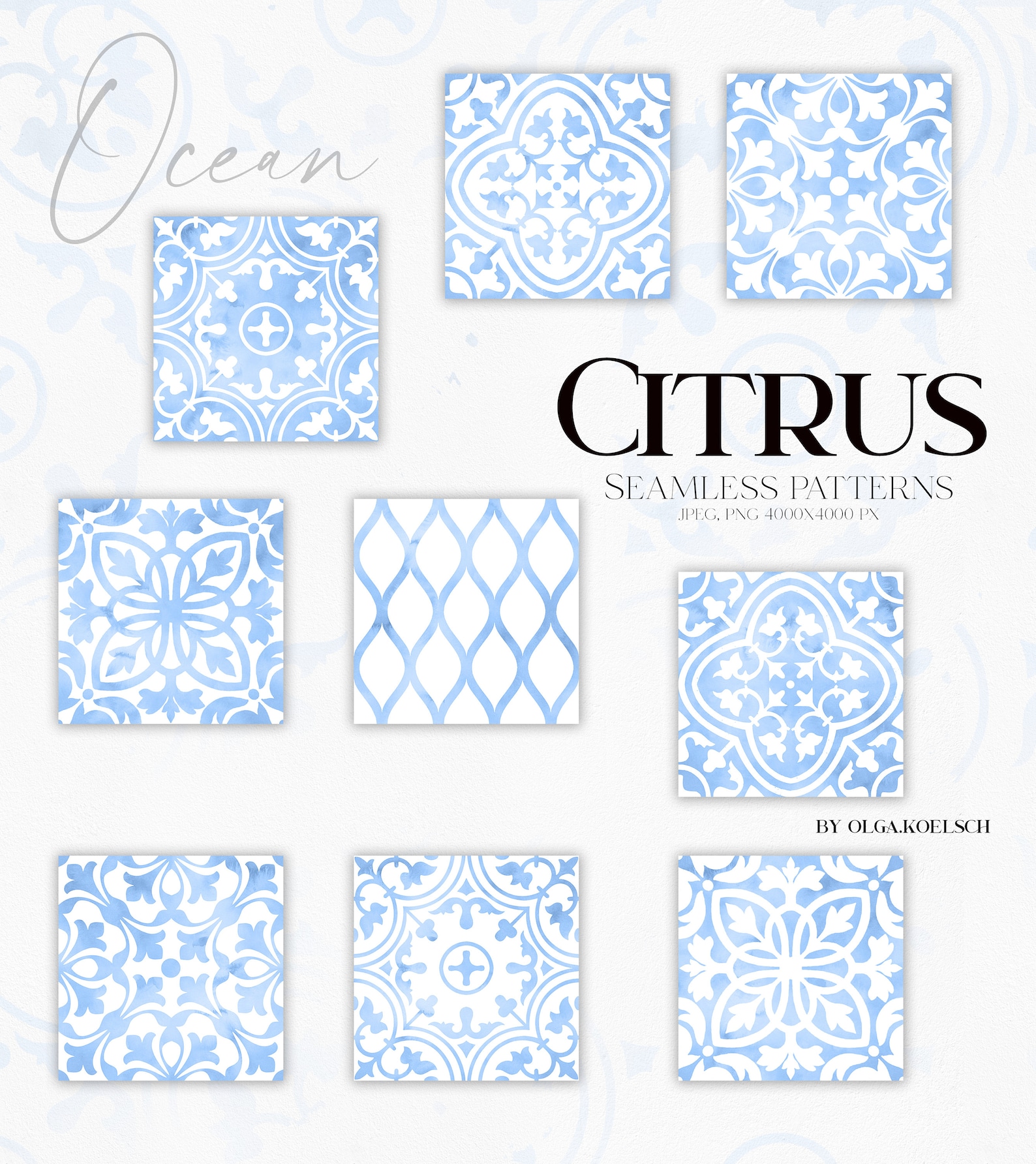 Blue Mosaic Tiles Repeat Pattern, Spanish Tiles Geometric Pattern ...