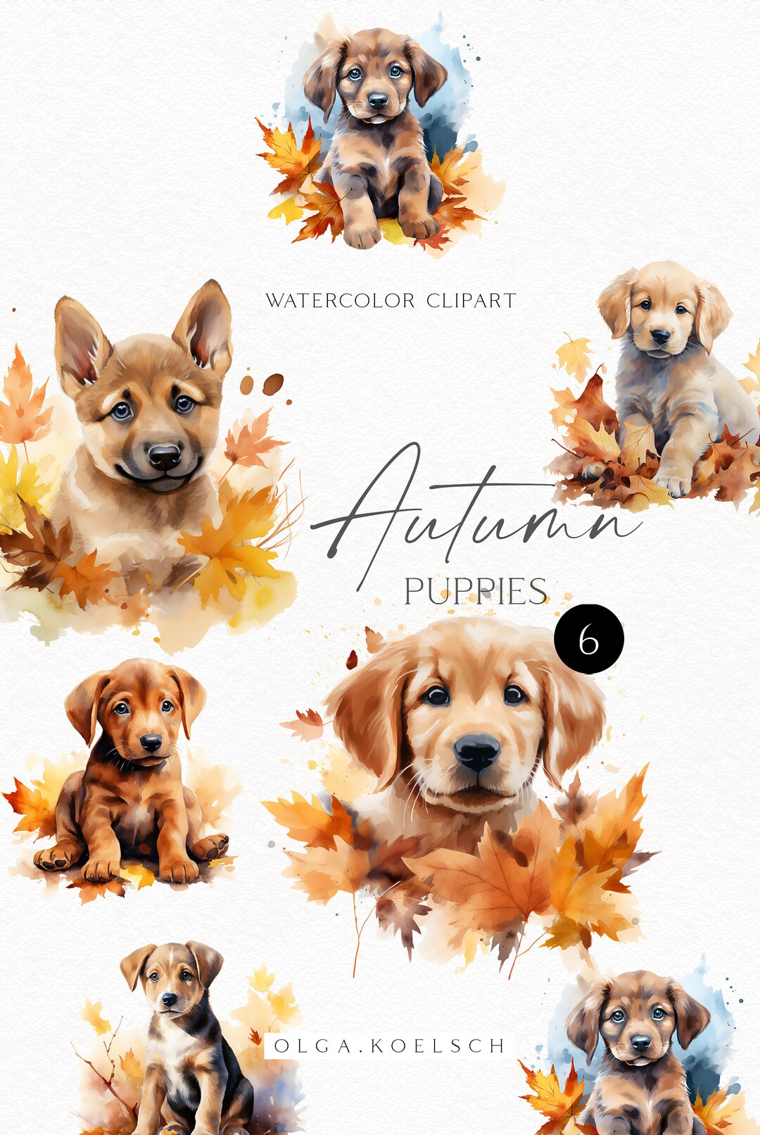 Watercolor Puppy Clipart Fall Pet Portrait Png Labrador - Etsy