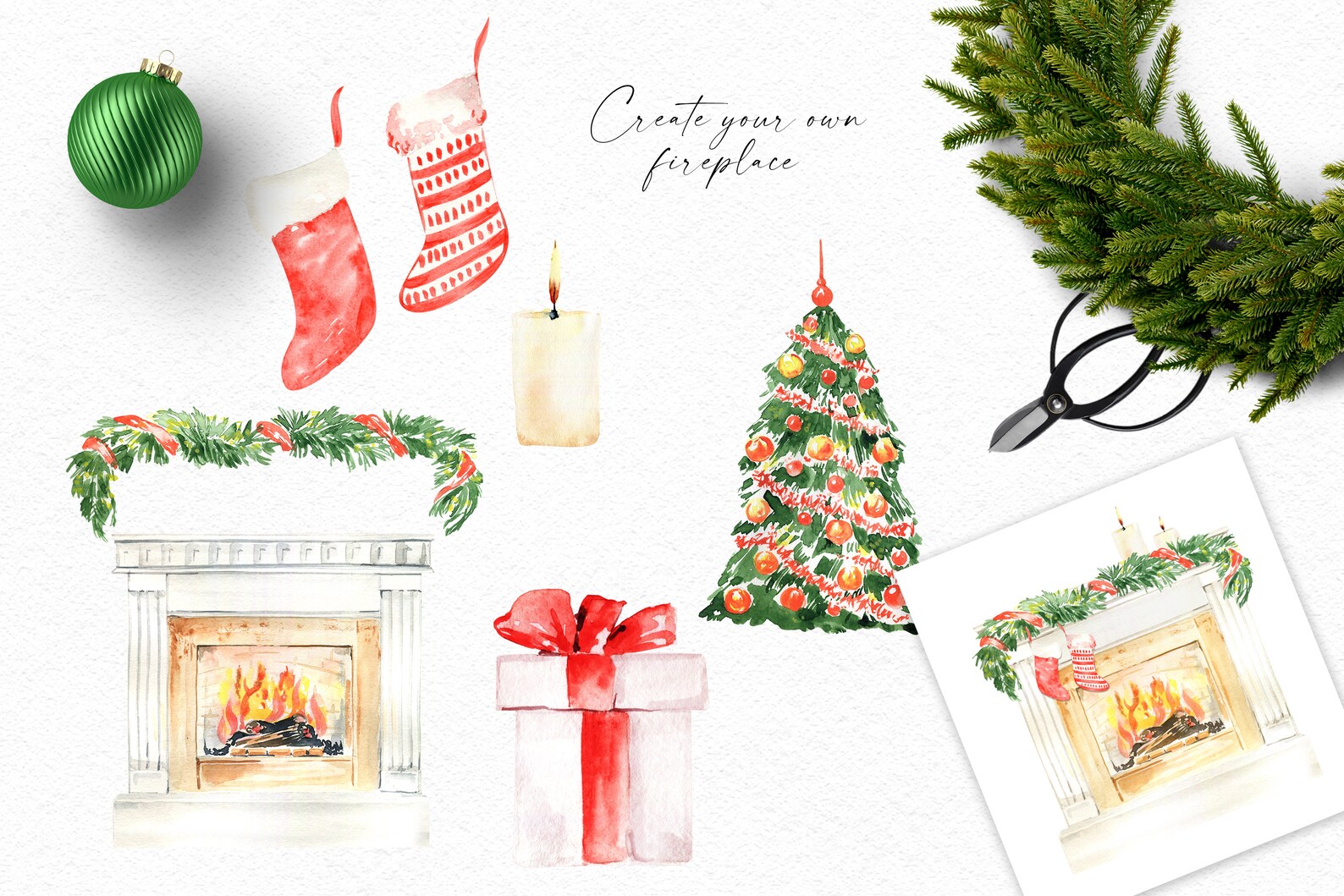 Watercolor Hygge Clipart Farmhouse Holiday Clip Art Dog - Etsy