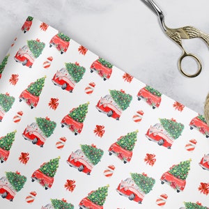 Red Christmas Truck Seamless Pattern for Fabric, Seamless Christmas ...