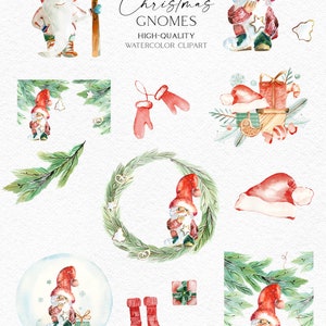 Watercolor Gnome Clipart, Winter Gnomes Holiday Clip Art, Snow Globe ...