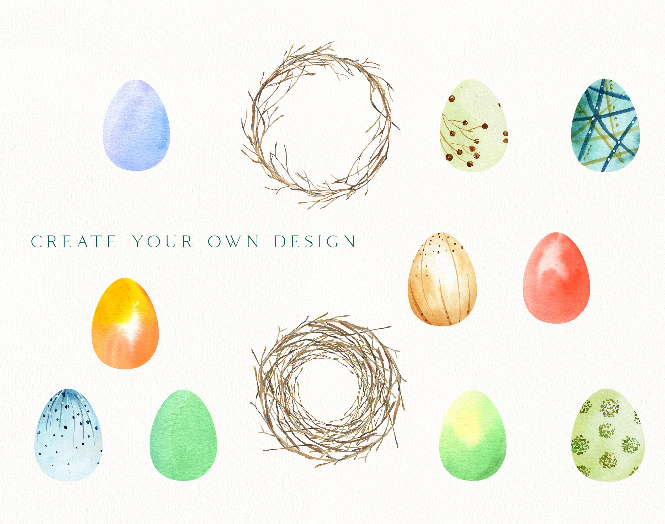 Watercolor Easter Clipart Easter Eggs Clipart Happy Easter - Etsy