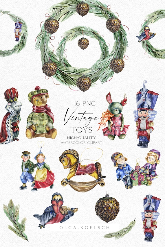 Watercolor Vintage Christmas Clip Art Coyz Christmas Toz Png - Etsy