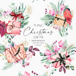 Watercolor Christmas Gift Clipart, Hand-painted Presents (PNG) - Etsy