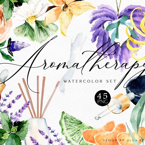 Watercolor Essential Oil Clipart Bottles and Herbs Clipart - Etsy