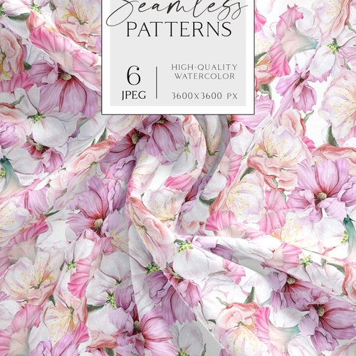 Boho Flowers Watercolor Digital Paper Flower Seamless Pattern - Etsy