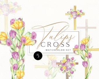 Watercolor Easter Wood Cross PNG Clipart. Catholic Wooden Crosses With ...