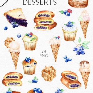 Watercolor Cupcake Clipart, Sweet Dessert Clipart for Bakery Logo ...
