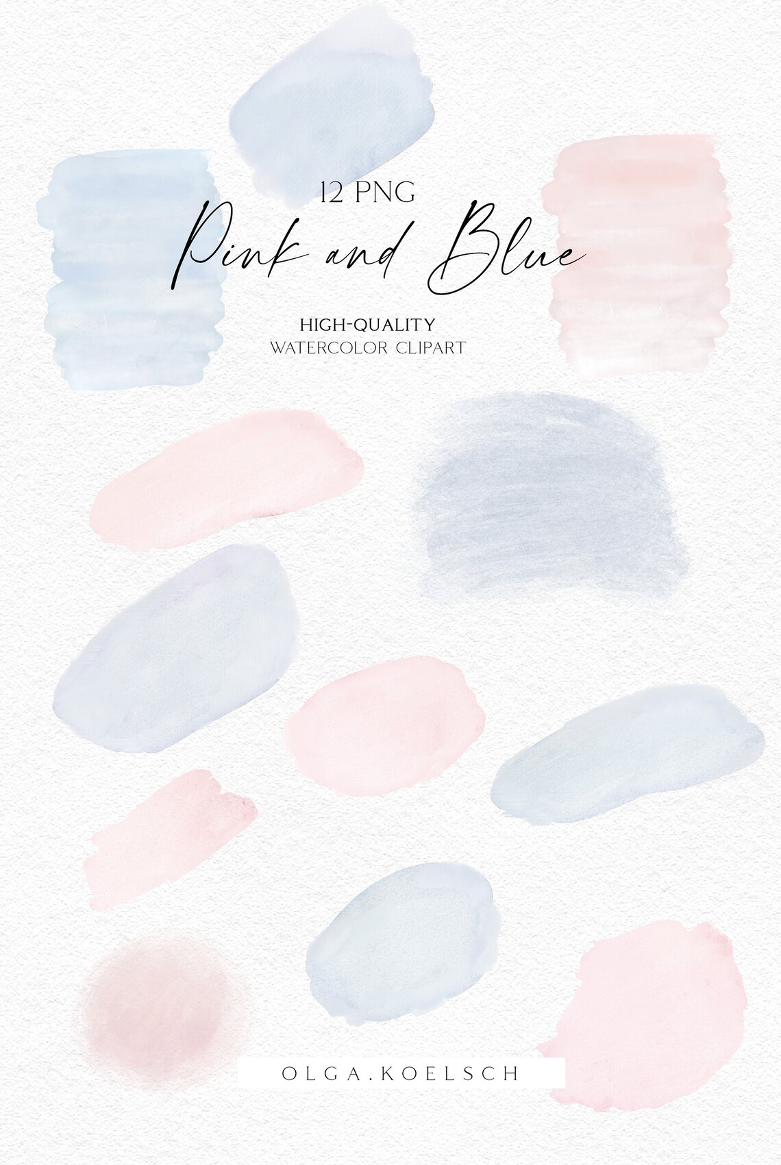 Pink Watercolor Brush Strokes Png Blue Abstract Clipart - Etsy