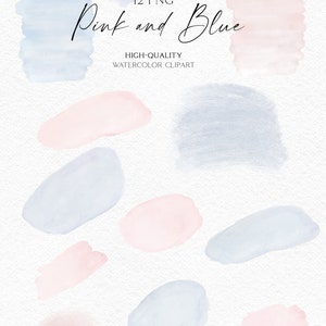 Pink Watercolor Brush Strokes Png, Blue Abstract Clipart, Pastel Pink ...