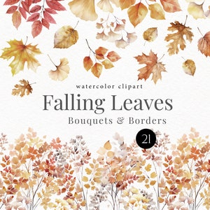 Watercolor Fall Leaves Clipart, Autumn Borders Png for Thanksgiving ...
