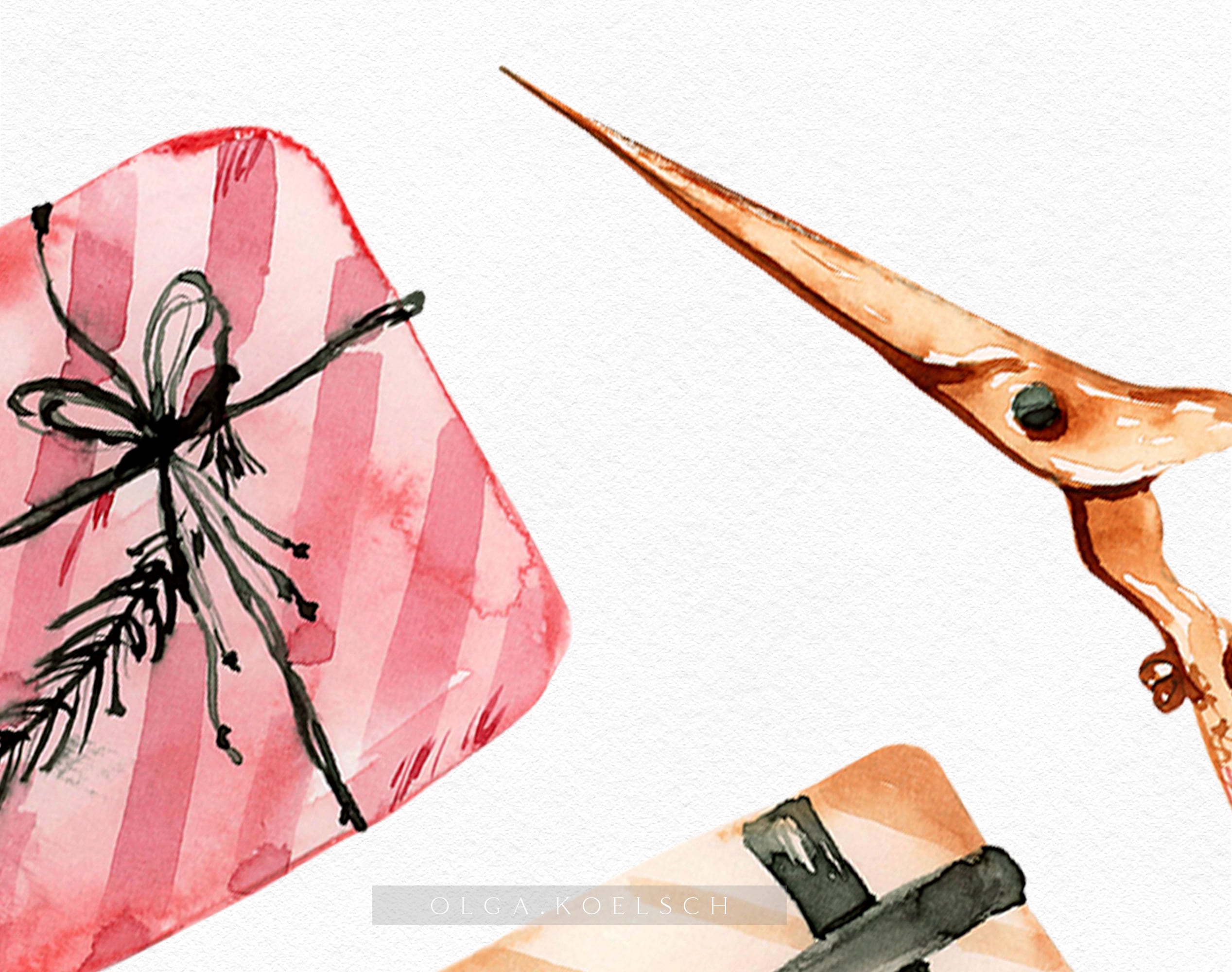 Watercolor Christmas Presents Clipart Gift Clipart for - Etsy
