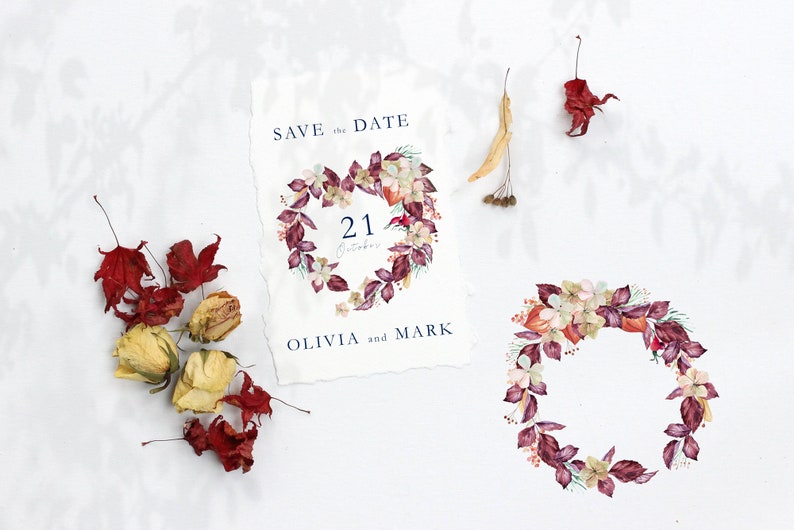 Watercolor Boho Fall Flowers Clipart Bright Thanksgiving | Etsy