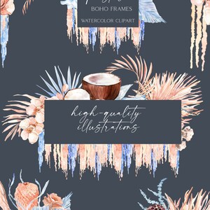 Watercolor Boho Clipart, Tropical Borders Png, Pink Floral Frame ...