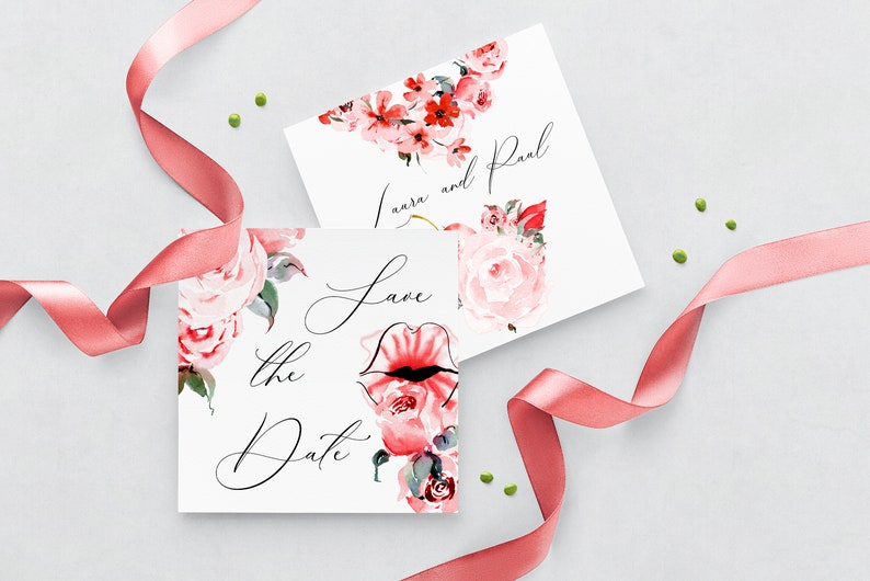 Bachelorette Clipart With Pink and Red Flowers and Roses | Etsy