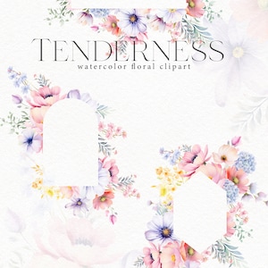 Watercolor Floral Border Clipart, Pastel Pink Flowers Bouquets Png for ...