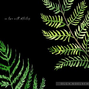 Watercolor Fern Clipart, Greenery Clipart for Wedding Invitation, Baby ...