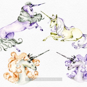 Watercolor Unicorn Clipart, Girl Birthday Unicorn Decoration ...